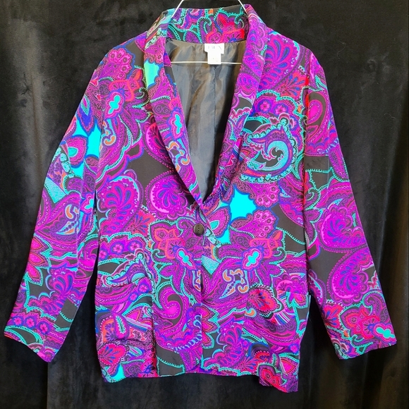 BFA Classic | Jackets & Coats | Vintage Purple Blue Paisley Blazer ...